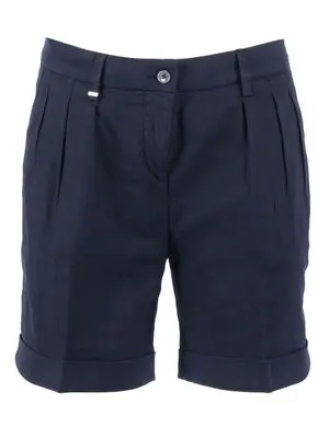 FAY Stretch Linen And Cotton Shorts - Blue