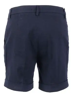 FAY Stretch Linen And Cotton Shorts - Blue