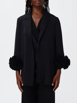 H COUTURE Recycled Polyester Blazer With Flowers - Black