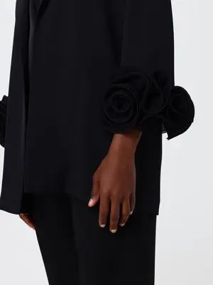 H COUTURE Recycled Polyester Blazer With Flowers - Black