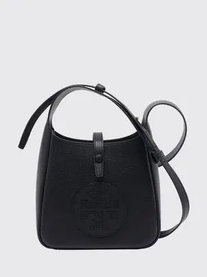 Tory Burch Miller Swing Calfskin Leather Shoulder Bag With Double T Logo - Black