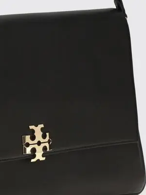 Tory Burch Charlie Large Smooth Leather Shoulder Bag With Double T Logo - Black