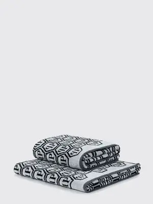 Philipp Plein Set Of 2 Hexagon Logo Jacquard Cotton Terry Towels - Black