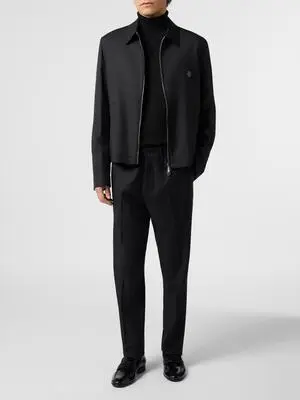 Philipp Plein Hexagon Monogram Wool Blend Shirt Jacket - Black
