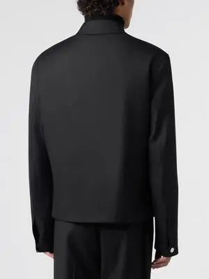 Philipp Plein Hexagon Monogram Wool Blend Shirt Jacket - Black