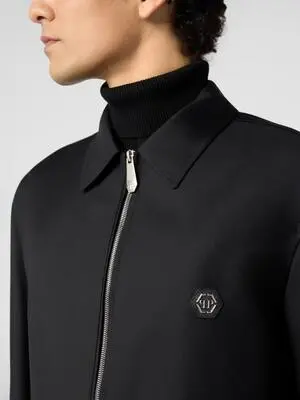 Philipp Plein Hexagon Monogram Wool Blend Shirt Jacket - Black