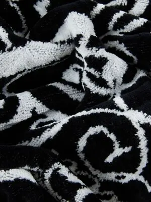Philipp Plein Contrast Jacquard Logo Cotton Terry Beach Towel - Black