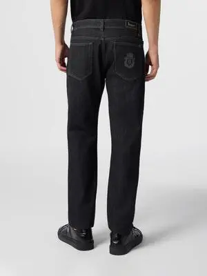 BILLIONAIRE Cotton Denim Straight Leg Jeans - Black