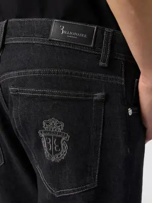 BILLIONAIRE Cotton Denim Straight Leg Jeans - Black