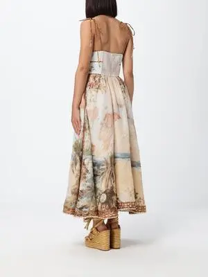 Zimmermann Mahon Graphic Print Linen Midi Dress - Multicolor