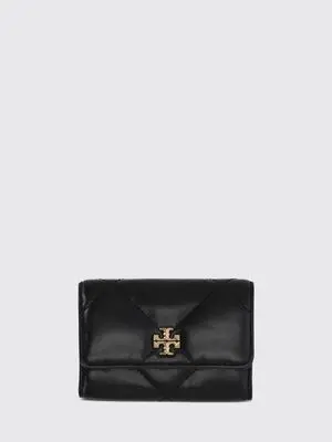 Tory Burch Kira Quilted Leather Card Holder With Double T Logo - Black