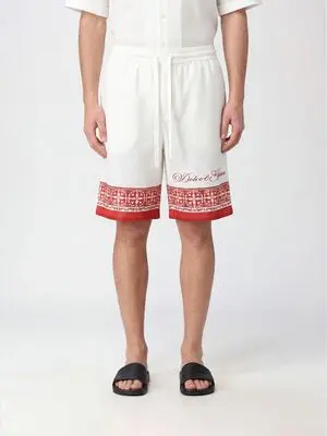Dolce & Gabbana Knee-length Silk Shorts With Maioliche Print And Drawstring - Red