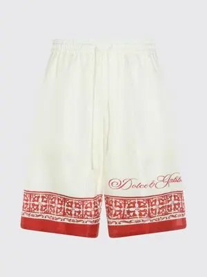 Dolce & Gabbana Knee-length Silk Shorts With Maioliche Print And Drawstring