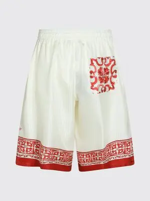 Dolce & Gabbana Knee-length Silk Shorts With Maioliche Print And Drawstring