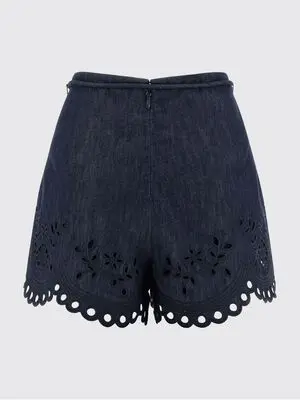 Zimmermann High-waisted Cotton Denim Shorts With Lace Inserts
