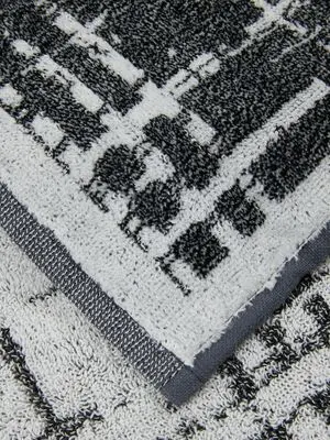 TRUSSARDI Check Pattern Cotton Terry Beach Towel - Grey