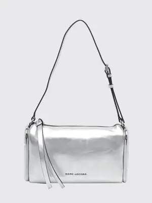 Marc Jacobs The Scene Small Laminated Leather Shoulder Bag With Double J Logo - Silver