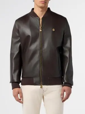BILLIONAIRE Nappa Leather Bomber Jacket - Brown
