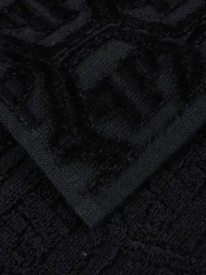 Philipp Plein Cotton Terry Beach Towel With Jacquard Monogram - Black