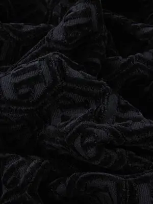 Philipp Plein Cotton Terry Beach Towel With Jacquard Monogram - Black