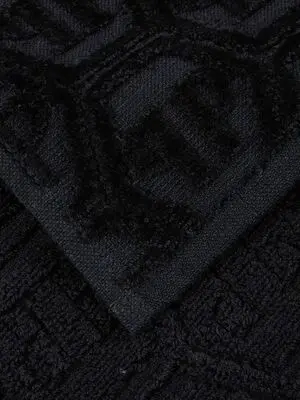 Philipp Plein Set Of 2 Cotton Terry Towels With Jacquard Logo - Black