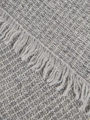 BELLORA Armonia Wool And Cotton Blend Throw With Fringed Hem - Grey