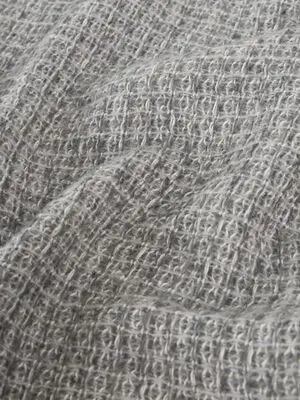 BELLORA Armonia Wool And Cotton Blend Throw With Fringed Hem - Grey