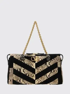 Valentino Garavani Panthea Python And Suede Shoulder Bag With Vlogo Signature - Beige