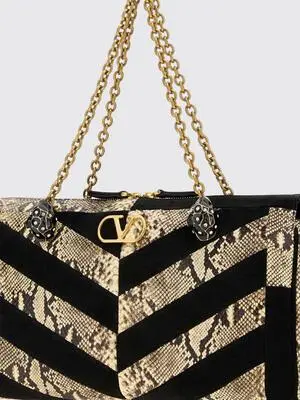 Valentino Garavani Panthea Python And Suede Shoulder Bag With Vlogo Signature