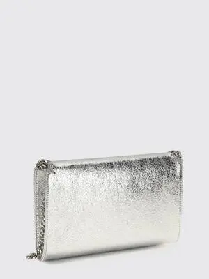 Stella McCartney Falabella Crackle-effect Faux Leather Wallet On Chain - Silver