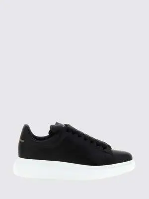 Alexander McQueen Oversize Calf Leather Sneakers With Contrasting Heel And Laminated Logo - Black