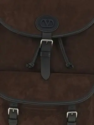 Valentino Garavani Antibes Suede Calfskin Backpack With Vlogo Signature - Dark