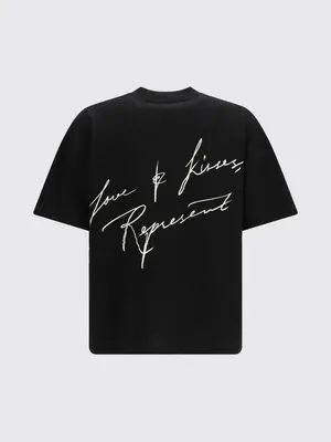 REPRESENT Logo Cotton T-shirt With Dropped Shoulders - Black
