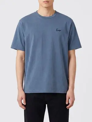 Kenzo Short-sleeved Cotton T-shirt With Contrast Embroidered Logo - Grey
