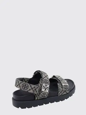 Tory Burch Mellow Double T Jacquard Canvas Platform Sandals - Blue