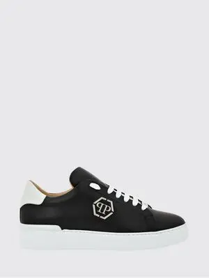 Philipp Plein Low-top Leather Sneakers With Hexagon Logo - Black