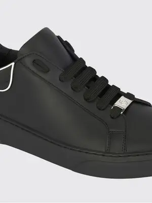 Philipp Plein Bi-leather Low-top Sneakers With Chunky Sole - Black