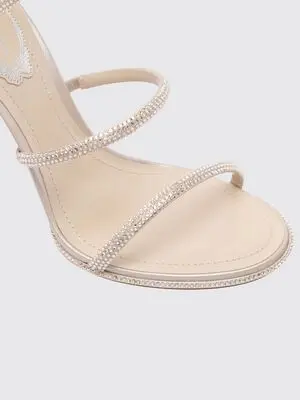 Rene Caovilla Cleo Crystal Embellished Spiral Strap High-heeled Sandals - Beige