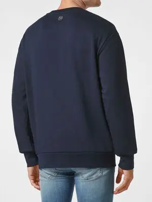 Philipp Plein Cotton Crewneck Sweatshirt With Dropped Shoulders And Contrast Logo - Blue