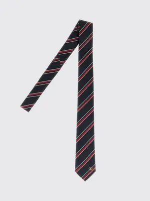 Valentino Garavani Striped Pure Silk Tie With Vlogo Signature Detail - Grey