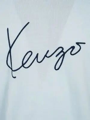 Kenzo Dropped Shoulder Pure Wool Logo T-shirt - Blue