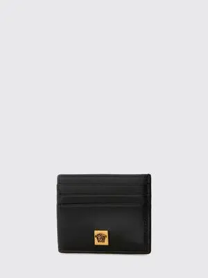 Versace Leather Card Holder With Medusa Plaque And Six Card Slots