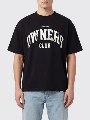 REPRESENT Vintage-style Cotton T-shirt With Printed Logo And Dropped Shoulders - Black