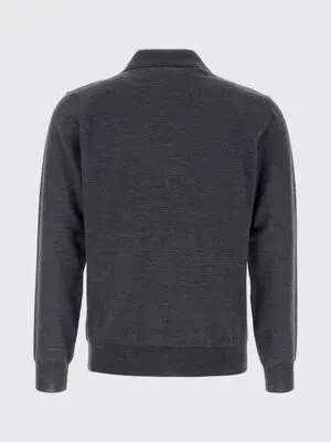 Valentino Garavani Long-sleeved Knitted Virgin Wool Polo - Charcoal