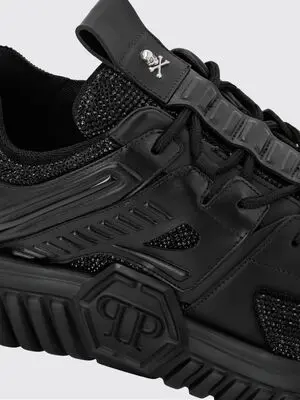 Philipp Plein Supersonic Crystal Embellished Leather And Suede Lace-up Sneakers
