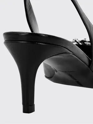 Philipp Plein Gothic Monogram Leather Slingback Pumps With A Mid Heel