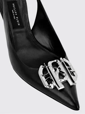 Philipp Plein Gothic Monogram Leather Slingback Pumps With A Mid Heel