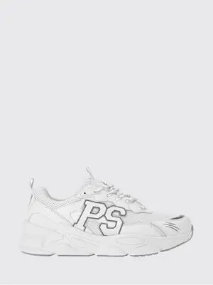PLEIN SPORT Low-top Sneakers In Leather And Mesh With Contrast Monogram - White