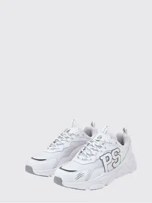 PLEIN SPORT Low-top Leather And Mesh Sneakers With Contrast Monogram - White