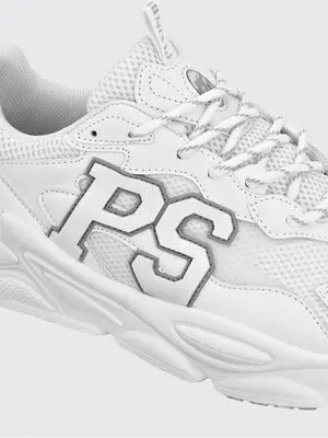 PLEIN SPORT Low-top Leather And Mesh Sneakers With Contrast Monogram - White
